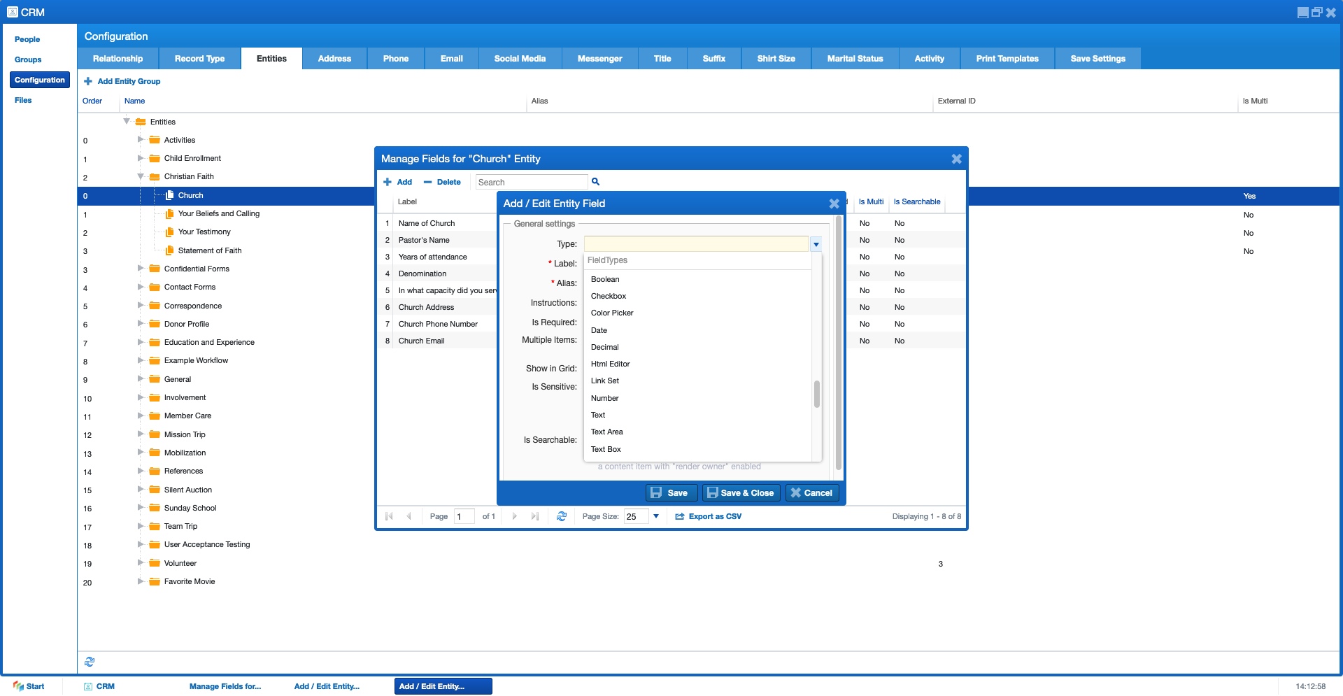 Adding Entity Groups, Entities and Fields in CRM : Site Stacker
